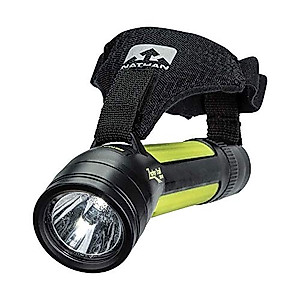 Nathan Zephyr Running Flashlight. Adjustable Hand-Held LED Light with Safety Whistle. For Runners, Walkers, Cyclist, Kids, Security. Handheld Dual Front and Back Light to See and Be-Seen.