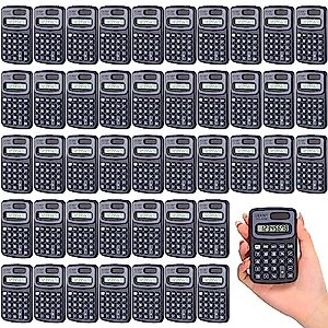Zuhal 50 Pcs Mini Calculator Pocket Size Calculator Bulk, 4 Function Calculator Small Battery Powered 8 Digit Display Basic Calculator with Button Battery for Office Home School Teacher Students