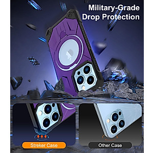 STERKER for iPhone 13 Pro Max Phone Case [Invisible Built in Stand & Ring Holder] Compatible with MagSafe Military Grade Drop Protection Slim iPhone 13 Pro Max Cases for Men Women 6.7", Purple