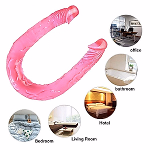 Non-irritating 18.11 inches Silicone Material Double Headed Silicone Strong Suction Cup for Hands-Free Realistic Classic Double-Ended Wand for Women - XjmFx26-2