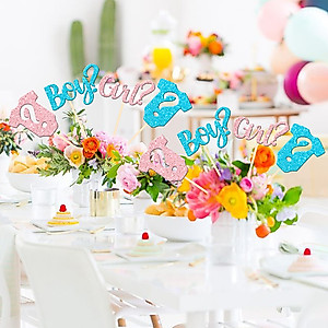 12 PCS Boy or Girl Centerpiece Sticks Double Sided Glitter Onesie Question Mark Gender Reveal Table Flower Centerpieces Sticks for Baby Shower Kids Birthday Party Table Flowers Decorations Supplies