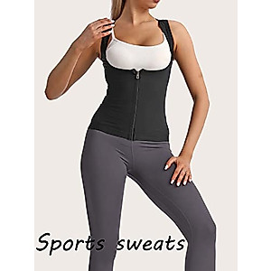 Verdusa Women's Waist Trimmer Sweat Vest Waist Trainer Cincher Underbust Body Shaper Blue Black XL
