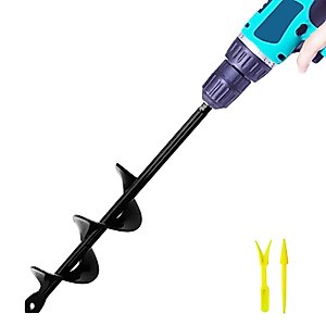 TCBWFY Auger Drill Bit for Planting,1.6X9 inch Garden, Bulb, Easy Planter Rapid Planter Bulb & Bedding Plant Auger for 3/8"Hex Drive Drill