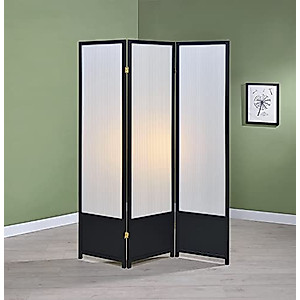 Coaster Home Furnishings Calix 3-Panel Folding Floor Screen Translucent and Black