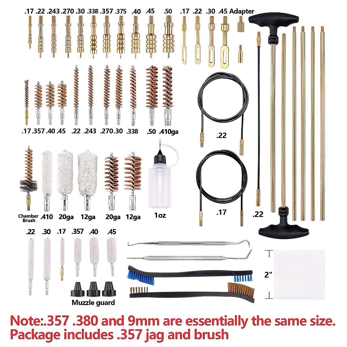 BOOSTEADY Gun Cleaning Kit Universal Gun Cleaning Kit Shotgun Pistol Cleaning Kit with Lightweight Organized Carrying Case Gun Cleaning Supplies Gun Cleaner Bottle Brass Jags and Tips