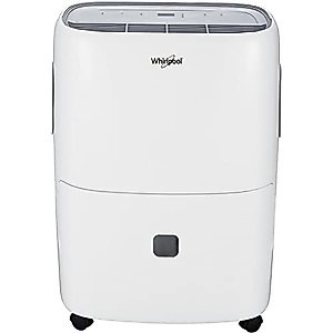 Whirlpool 40 Pint Portable Dehumidifier with Built-In Pump, 24-Hour Timer, Auto Shut-Off, Easy-Clean Filter, and Auto-Restart | For Bathrooms, Basements, and Bedrooms | WHAD40PCW