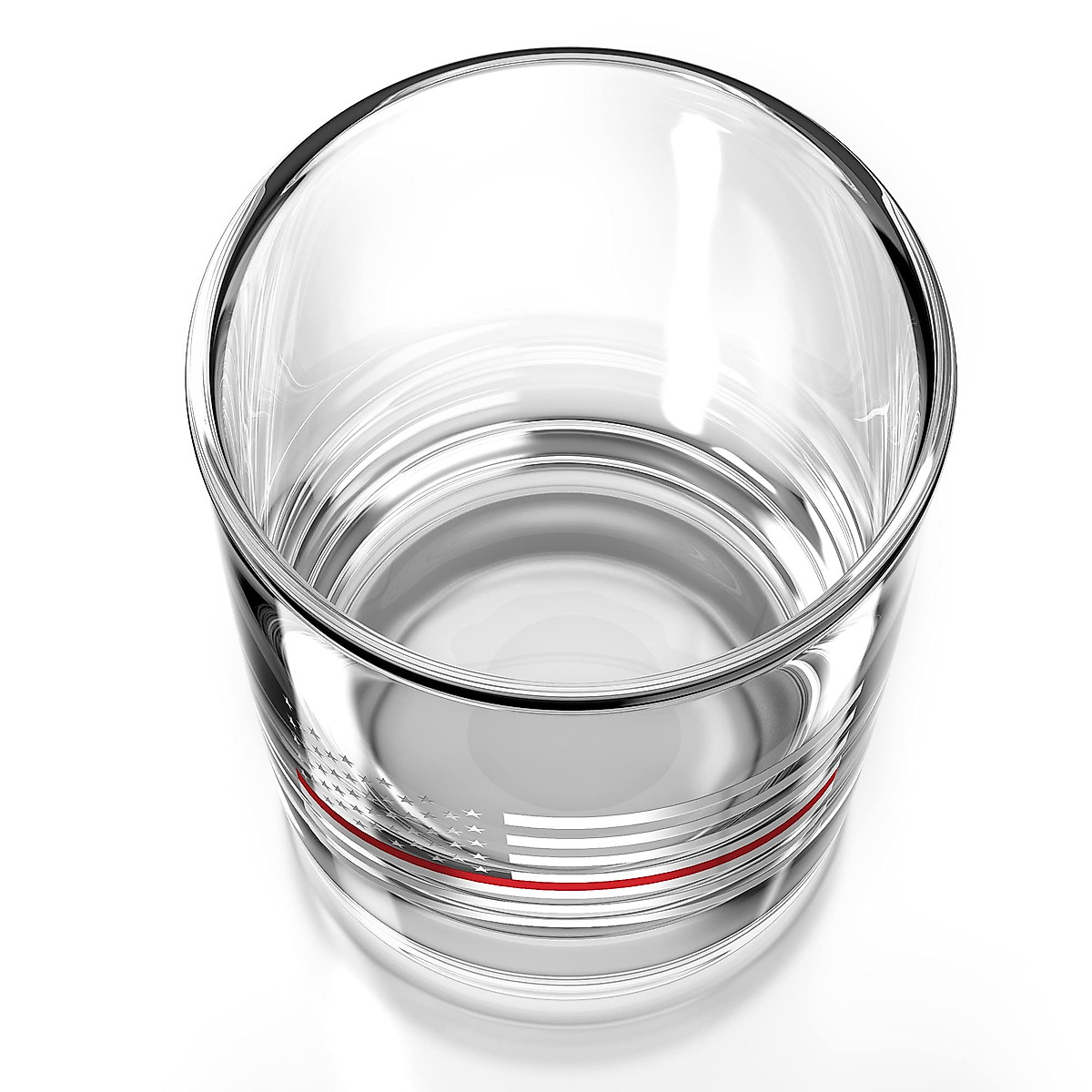 Thin Red Line Fire Fighter American Flag - Old Fashioned Whiskey Rocks Bourbon Glass - 10 oz capacity