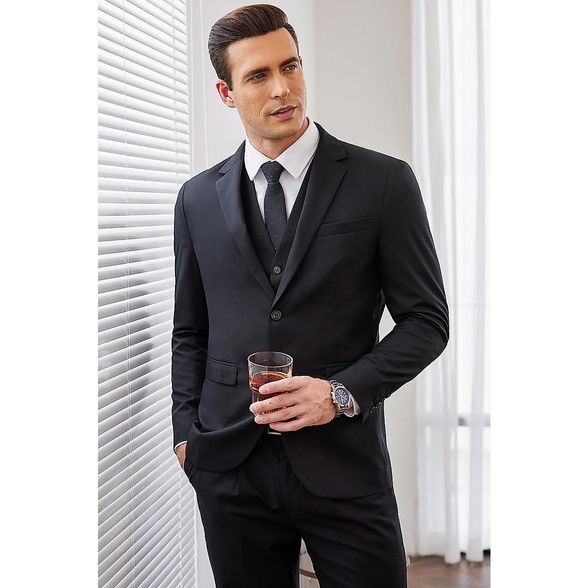 COOFANDY Men's 2 Piece Suits Classic Fit 2 Button Dress Suits Tuxedo Jacket Blazer for Wedding Business Dinner Prom