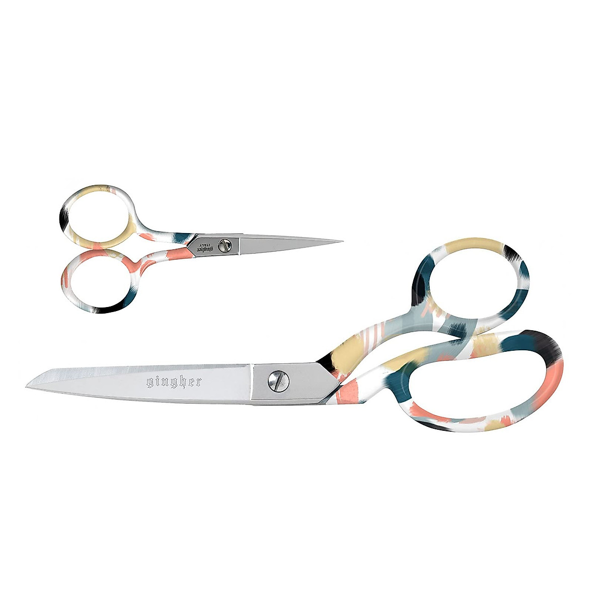 Brewer Gingher Limited Edition Designer Series - 2021 Rynn collection - one Right-Handed 8 inch Sewing Shears and one 4 inch Embroidery Scissors, multi