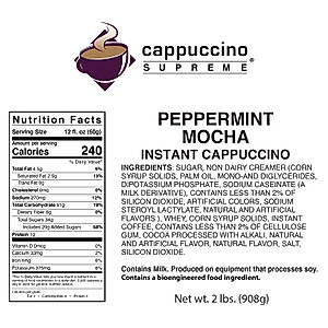 Cappuccino Supreme Peppermint Mocha Instant Cappuccino Mix 6 x 2 lbs