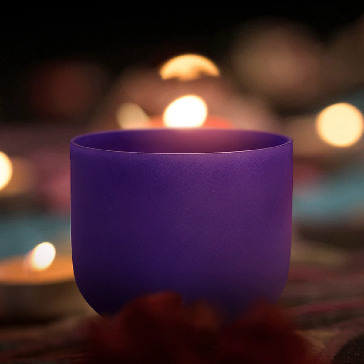 SITSANG Purple B Note Crystal Singing Bowl Crown Chakra 6 inch with Sponge Padded Bundle Bag and Singing Bowl Rubber Mallet and Suede Striker