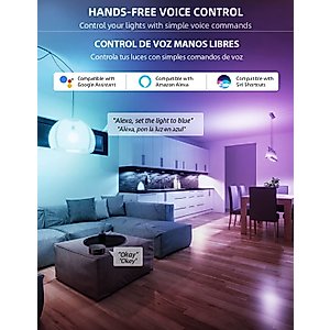 Mochiba Smart WiFi LED Light Bulbs, Compatible with Alexa and Google Home Assistant, Music Sync Multi Color Changing Bulb, A19 E26 10W 900LM (80W Equivalent), 6-Pack, White, MKA19