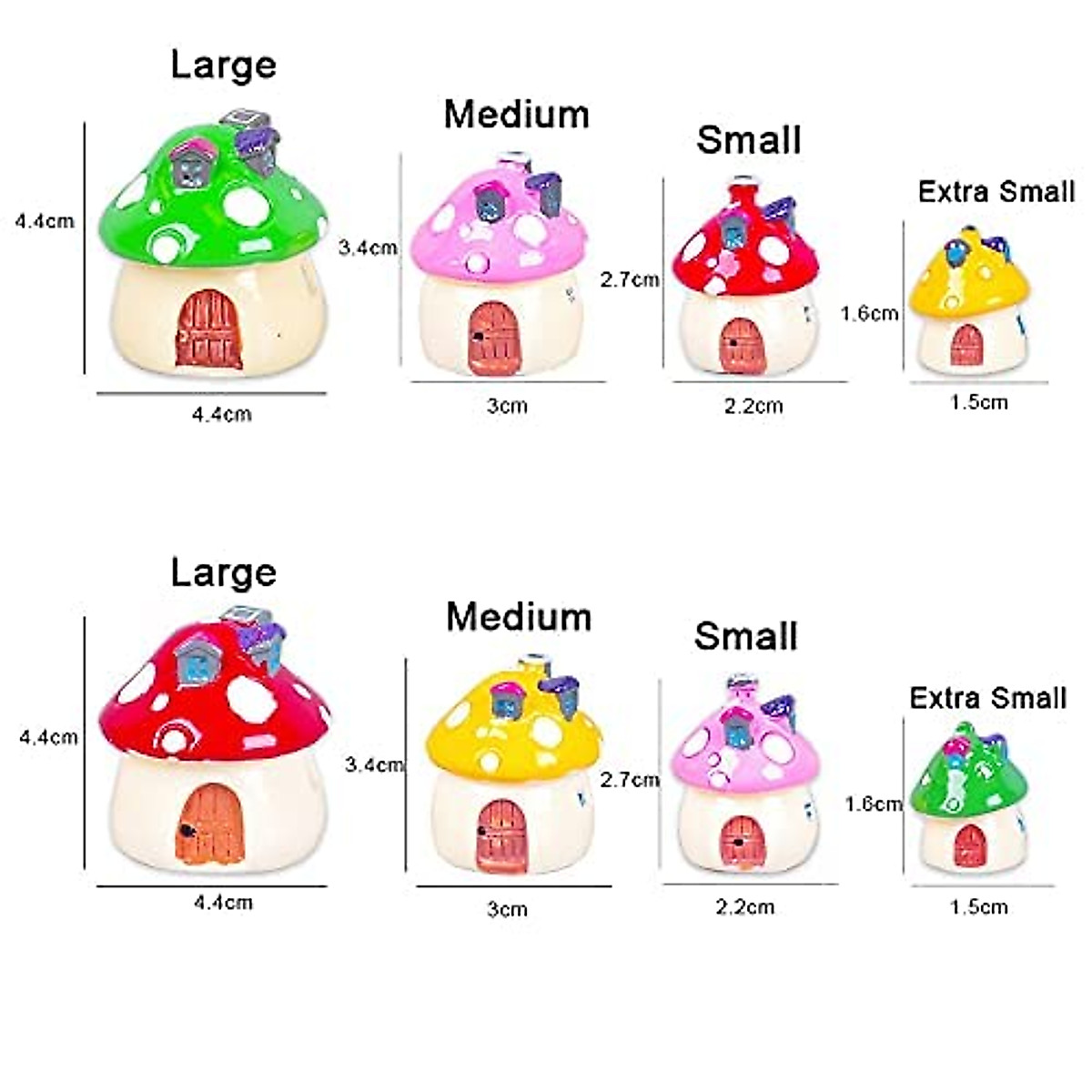 Dong Huang 8pcs Mini Mushrooms Miniature Fairy Garden Accessories Mushroom House, Micro Landscape Garden Decoration, Plant Flower Pots Ornaments(4 Sizes)