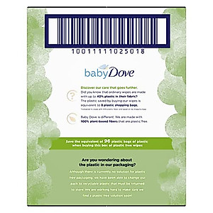Baby Dove Baby Wipes for Sensitive Skin with 100% Plant-Based Fibers Hypoallergenic 63 Wipes 12 Pack