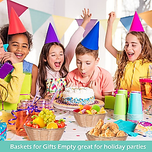 Amyhill 30 Pcs Woven Bread Baskets Bulk 7 Inch Plastic Round Baskets for Serving Small Gift Baskets Empty Food Storage Basket for Fruit Vegetables Party Kitchen Restaurant Display