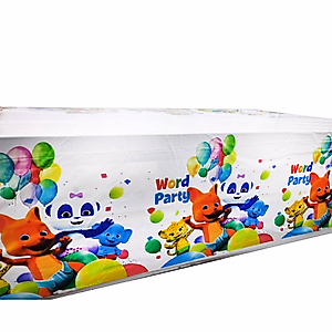 Word Party Birthday Party Supplies Set, Word Party Theme Party Decoration includes Happy Birthday Banner, Tablecover, Napkins, Plates, Forks for Baby, Boys and Girls