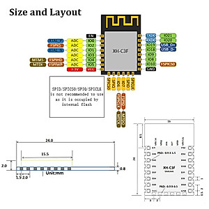Sparkleiot ESP32-C3F WiFi Blue-tooth Module Built-in 4MB SPI Flash 3.3V 2.4G Single-core WiFi+BT5.0 SOC ESP32-C3FH4 Chip(Pack of 5pcs)