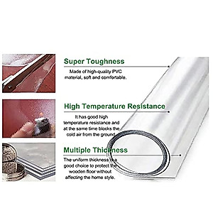 Clear PVC Desk Chair Mat Plastic Carpet Protector Roll,Clear Vinyl Plastic Floor Runner Protector, Non Skid Transparent Hallway Entrance Doormat Kitchen Low Pile Carpet Protector Pad, Waterproof,60/70