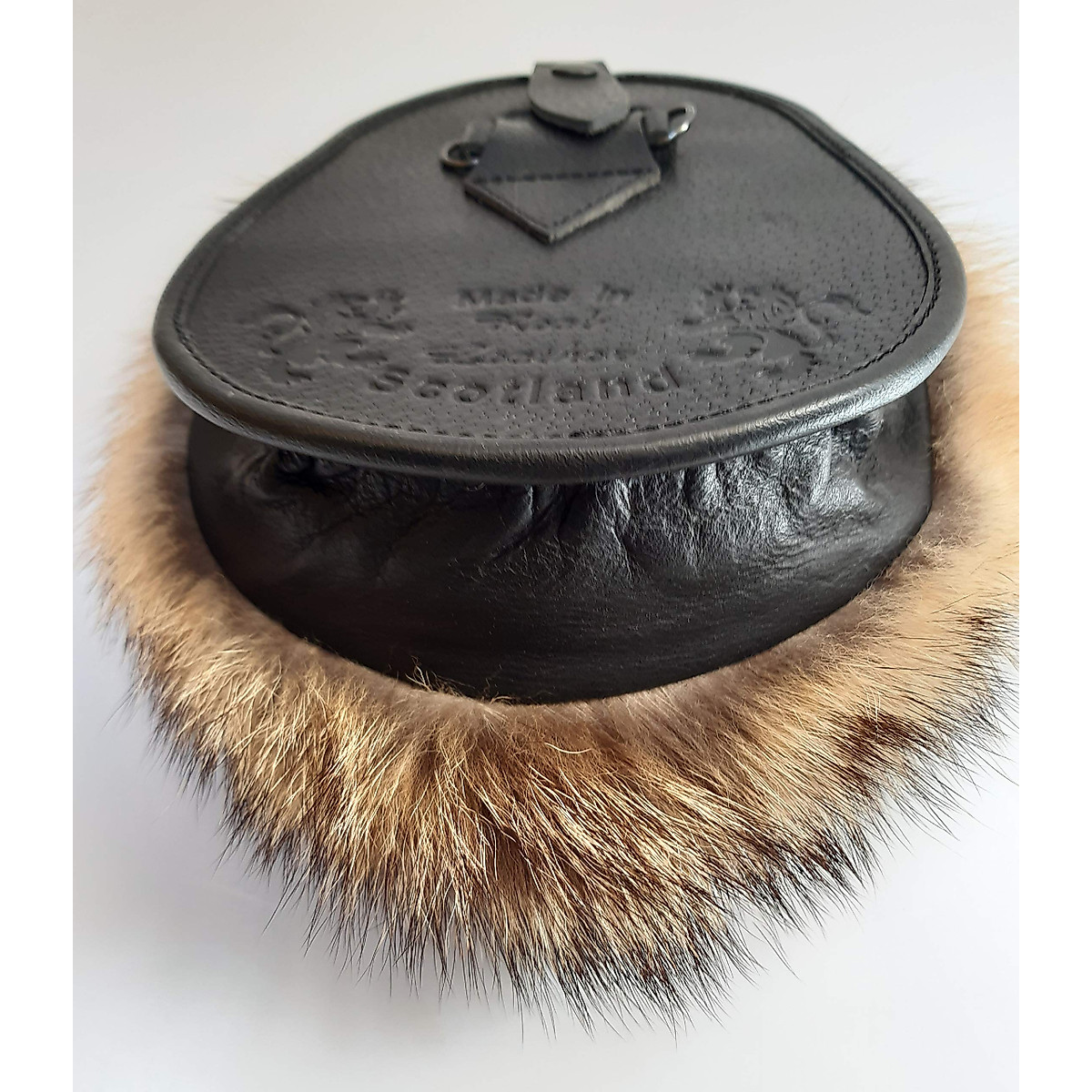 Scottish Kilt Full Dress Sporran Stag Cantel Sporran Antique Unique Stag.471 (Enamel Stag Fox Fur)