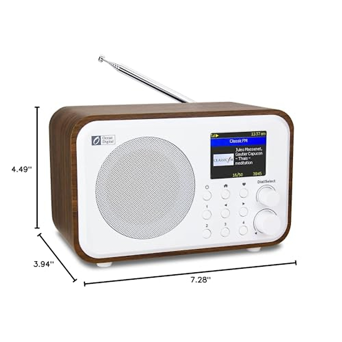 Ocean Digital WR-336F Wi-Fi Internet FM Radio Portable with 4 Preset Keys Rechargeable Battery Bluetooth Receiver Stress Relief Relaxation Music Channels White
