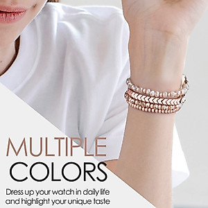 MOFREE Beaded Bracelet Compatible with Samsung Galaxy Watch7/6/5/4 40/44mm Band/Active 2,Watch 4 Classic 42mm 46mm,Watch 5 Pro 45mm Band Women,20mm Handmade Fashion Elastic Crystal Beads Bracelet