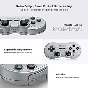 8Bitdo SN30 Pro Wireless Bluetooth Controller with Hall Effect Joystick Update, Compatible with Switch, PC, macOS, Android, Steam Deck & Raspberry Pi (Gray Edition)