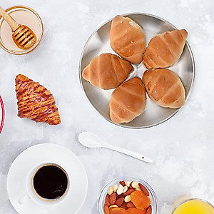 JXHAPY Reusable Brushed Metal Dinner Plates-Stainless Steel Round Plates,Dinner Plate Dish Heavy Duty Kitchenware Round Metal Plates | Dishwasher Safe |Use for BBQ Steak (8 Inch 5 Pack)