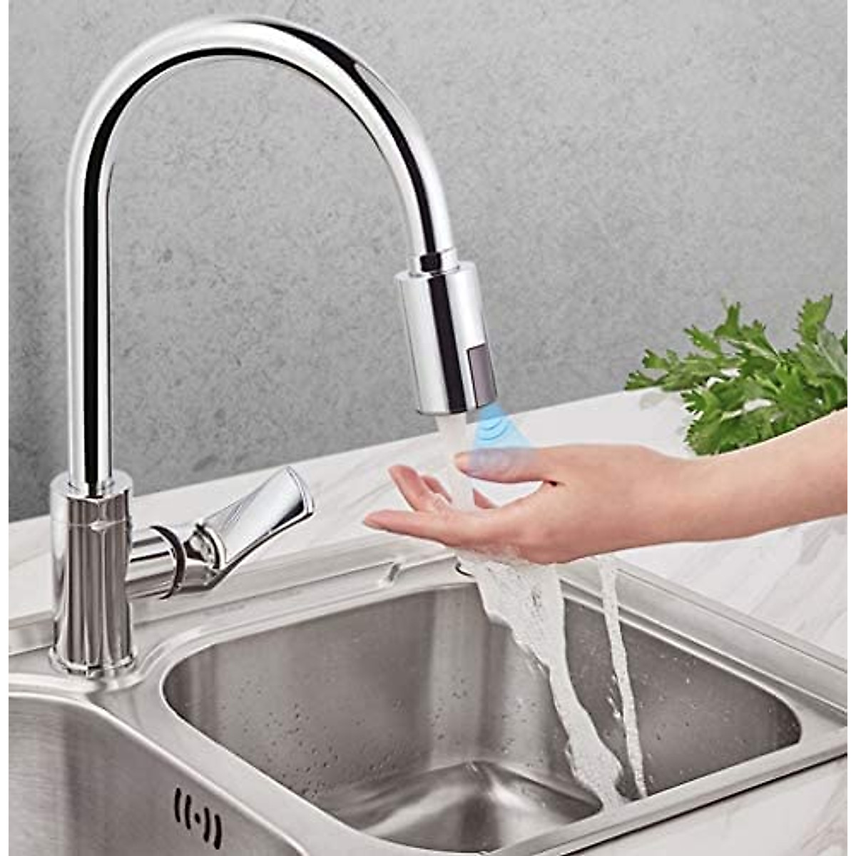 GQU Touchless Automatic Faucet Motion Sensor Adapter Tap Autowater For Kitchen Bathroom Sink, Hand Free Aerator, Smart Faucet Sensor (Null)