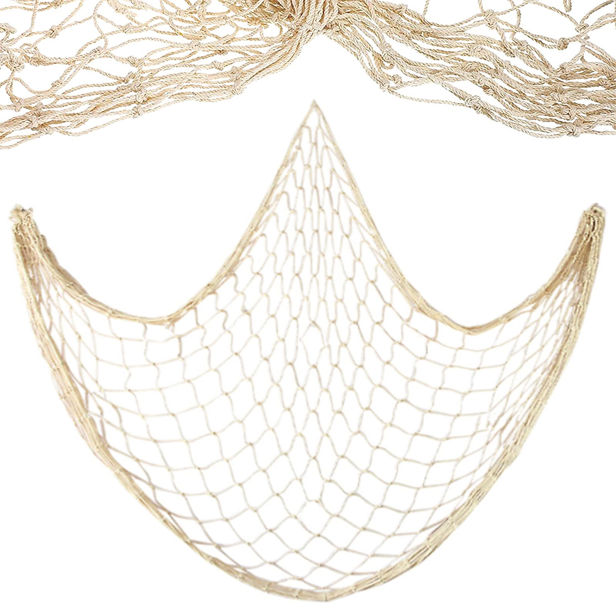 TEMUCY Natural Fish Net Decorative, Beach Themed Fish Net Decorations for Pirate, Mermaid, Beach Party Home Bedroom Décor