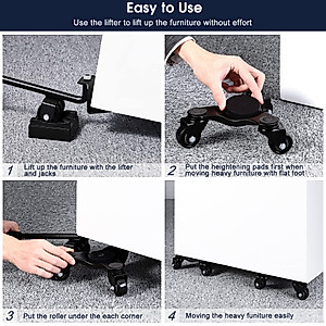 Furniture Mover 4-Pack Steel Tri-Dolly Set, 6-Inch, 132 lbs Load Capacity Each Pack, 3 Wheels Mover Dollys for Moving Heavy Furniture, Grand Piano Table