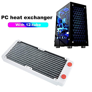 Water Cooling Radiator,240mm Computer Water Cooling White Copper Heat Sink with 12 Pipes,PC Water-Cooled Tube Easy to Install,Suitable for Computer Water Cooling Systems,Beauty Apparatus
