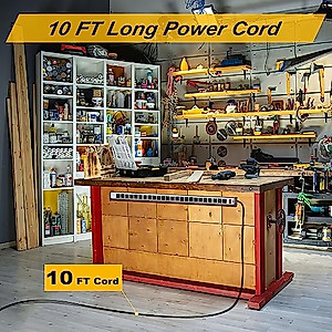 Long Power Strip 24-Outlet ETL Certified Heavy Duty Metal Power Strip 10 ft Extension Cord with Multiple Outlets Garage Workshop Commercial Industrial Power Strip