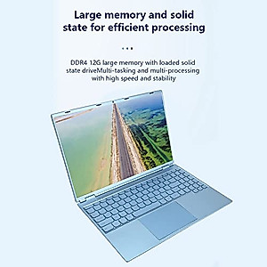 16 Inch Laptop, 2.4G 5G WiFi 1920X1200 HD IPS Display Portable Laptop, 12GB High Bandwidth Onboard DDR4 RAM, Full Size Backlit Keyboard for Home Entertainment, Gaming, Meetings (12GB+512GB US Plug)