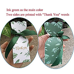 Lontenrea 50 Pcs Candy Boxes Wedding Birthday Party Favor Gift Box with 50pcs Black Green Ribbon Decoration