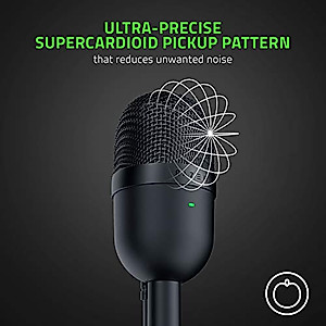 Razer Seiren Mini USB Condenser Microphone: for Streaming and Gaming on PC - Professional Recording Quality - Precise Supercardioid Pickup Pattern - Tilting Stand - Shock Resistant - Classic Black