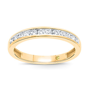 La Joya 1/2 CT TW Certified Lab Created Diamond Rings for Women - Solid 10k Yellow Gold Channel Set Wedding Band, Anniversary Band, Promise Ring And Stackable Band - Women's Ring Size 8.5