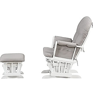 Angel Line Grayson Glider and Ottoman with Arm Rest ,White with Gray