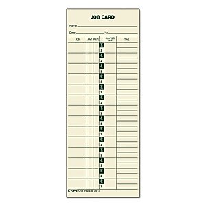 Tops 1258 Time Card for Cincinnati Lathem Simplex Job Card 1-Sided 3-1/2 x 9 500/Box