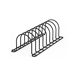 JAQ Pot Lid Rack Organizer, 13.5'' Kitchenware Dividers Holder for Plates, Pans, Cutting Boards, Muffin Tins, Baking Sheets in Cabinets Shelf Countertop Pantry ( Black, 8-Slot)