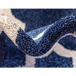 Unique Loom Trellis Collection Area Rug - Philadelphia (8' x 11' Rectangle Dark Blue/Navy Blue)