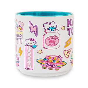 Silver Buffalo Hello Kitty Kawaii Tokyo Allover Icons Ceramic Stacking Mug | Holds 13 Ounces