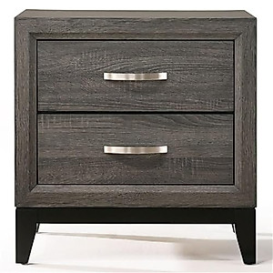 Acme Valdemar Metal and Wood 2-Drawers Nightstand in Weathered Gray