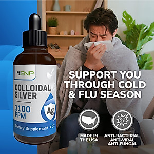 Colloidal Silver Liquid 1100 ppm | Extra Strength Silver Liquid Supplement | 4 oz Amber Glass Bottle with Dropper