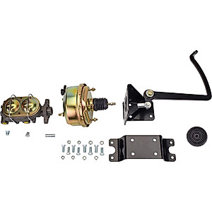 Universal 7" Brake Booster and 1" Master Cylinder Kit for Early Hot Rods and Trucks: Frame-Mounted, Fits Auto Transmission, Dual Reservoir, 6:1 Pedal Ratio, Under Floor Power Brake Conversion