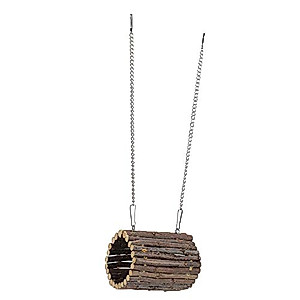 QIRG Hamster Hanging Tunnel, Multipurpose Bendable Natural Wood Hamster Chew Toy Flexible Hamster Wood Bridge Rat Ladder for Small Animals, Guinea Pig, Chinchilla, Ferret(Hook Chain Dual Use Type)