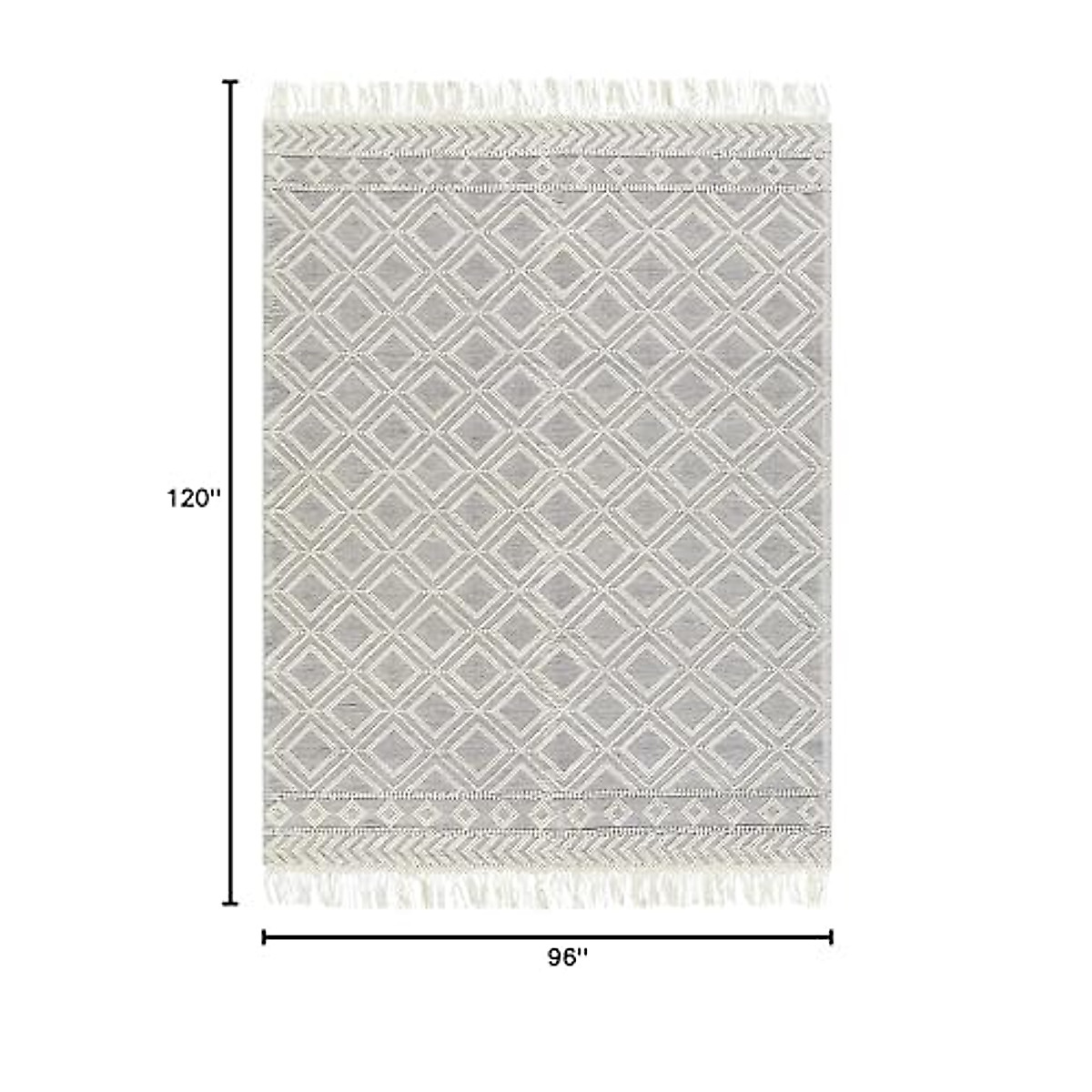 Hauteloom Glastonbury Wool Living Room, Bedroom Area Rug - Traditional, Transitional - Gray, White - 8' x 10'