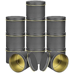 Empty Metal Tins Candle Tins,12 Pieces Metal Tins Candle Jars Candle Containers Candle Tins Empty Candle Jars for Candle Making, Candies, Gifts & Treasures, 8 oz,DIY Candle Making Needs (Black)