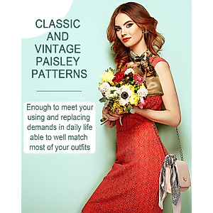 JaGely 12 Pcs 35" Satin Square Large Head Scarves Silk Like Neck Scarf Vintage Bandanas Satin Hair Scarf Neckerchief(Classic Style)