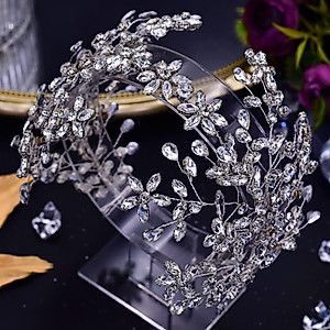 ZHENM Wedding Headband Rhinestone Wedding Headpiece Bridal Hair Accessories for Women(Silver)