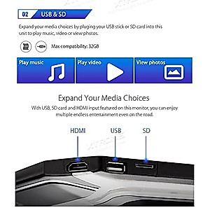 XTRONS® 17.3 Inch 16:9 Ultra-Thin FHD Digital TFT Screen 1080P Video Car Overhead Player Roof Mounted Monitor HDMI Port 1920 * 1080 Full High Definition with New Version Black IR Headphones (No DVD)